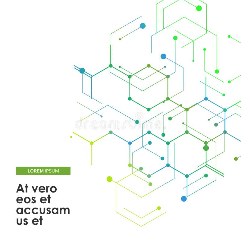 Vector Illustration Green Connect Hexagons Connect Abstract Background ...