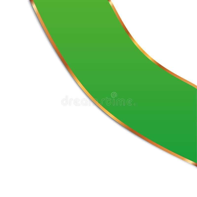 Vector Illustration of Green Corner Ribbon Banner with Gold Colored ...