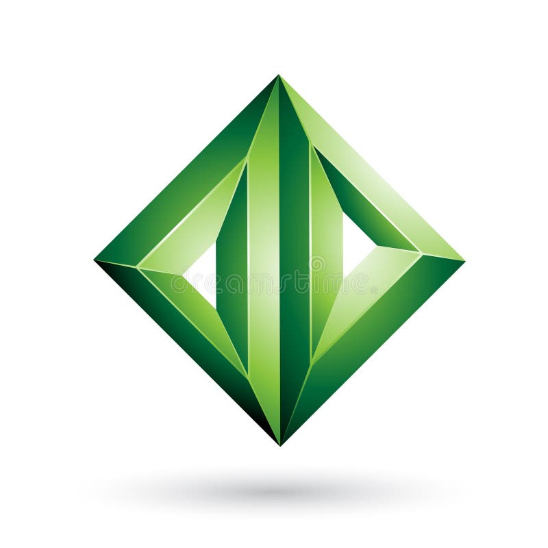Green 3d Geometrical Embossed Triangle Diamond Shape Isolated on a ...