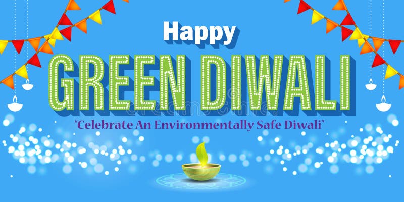 Vector Illustration for Happy Green Diwali Greeting Banner. Stock ...