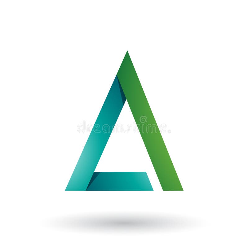 Green Folded Triangle Letter a Isolated on a White Background Stock ...