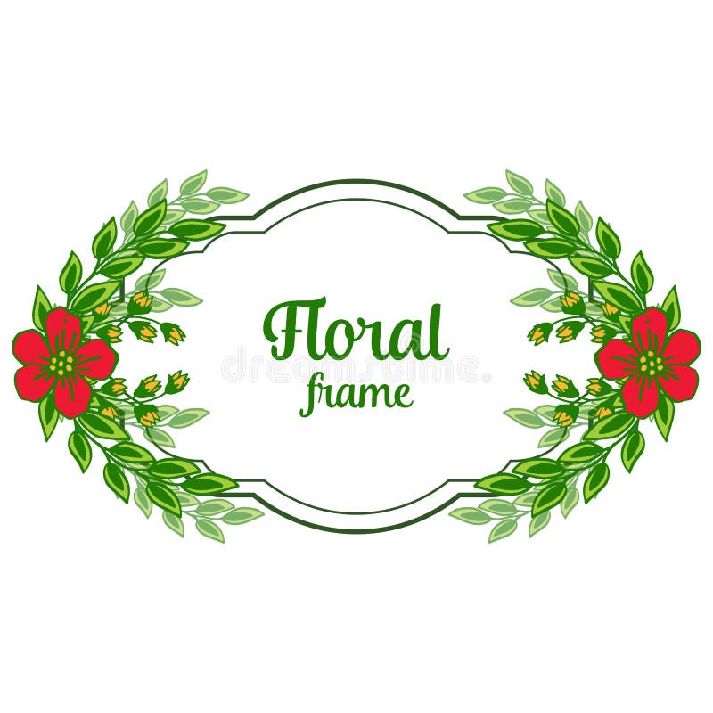 Vector Illustration Green Foliage with Abstract Red Floral Frames Stock ...