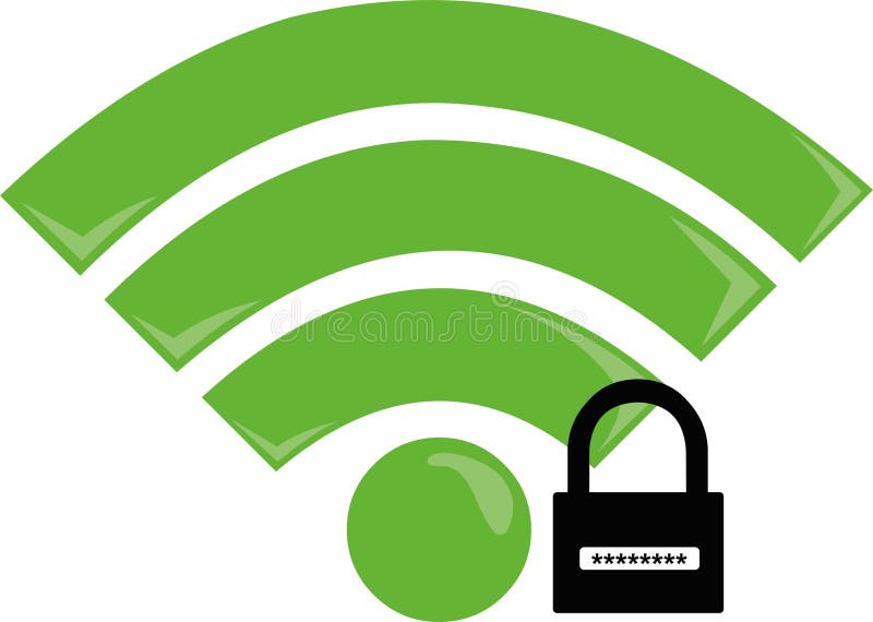 Vector Illustration Green Icon Wi-fi Signal and Padlock Password Stock ...