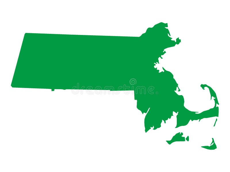 Green Map of US State of Massachusetts Stock Vector - Illustration of ...
