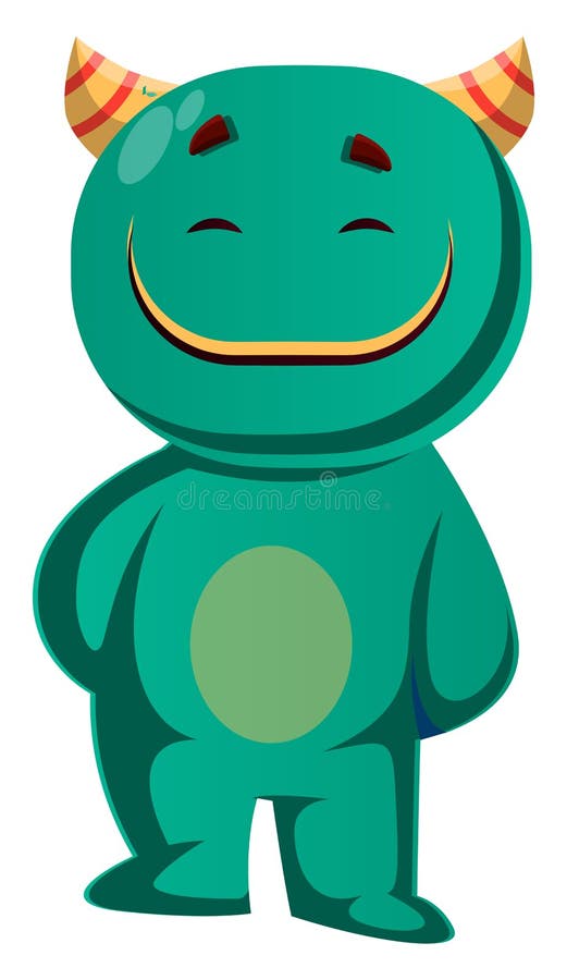 Vector Illustration of a Green Monster that is Satisfied Stock Vector ...