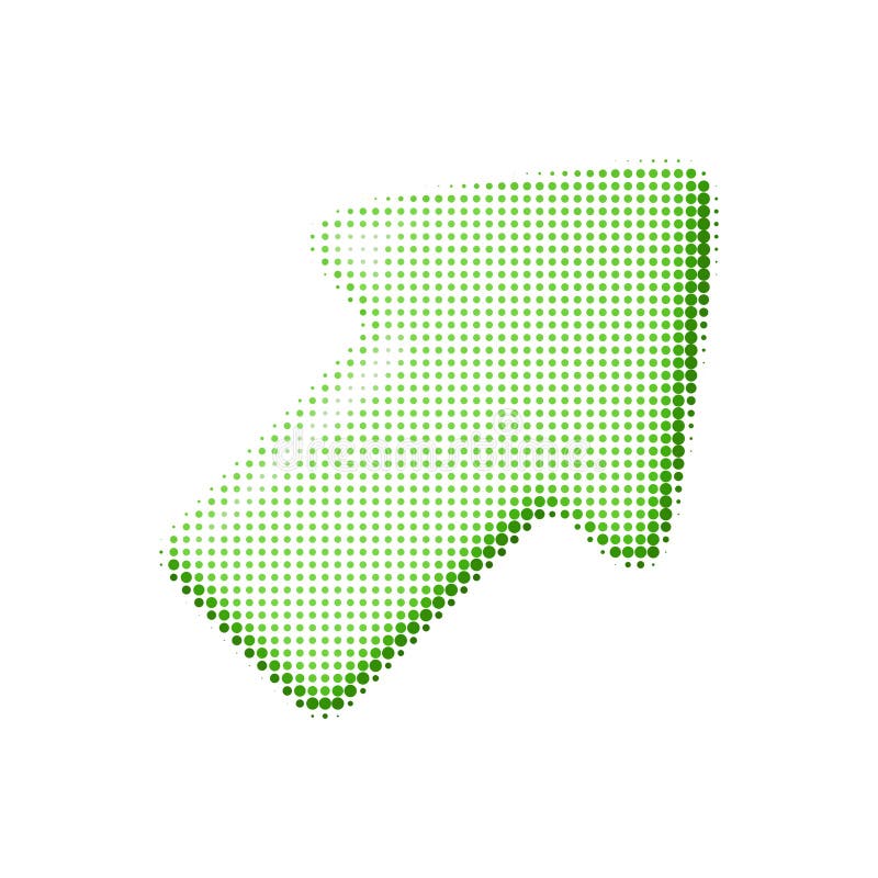 Vector Illustration of a Green Upward Diagonal Arrow with Halftone ...