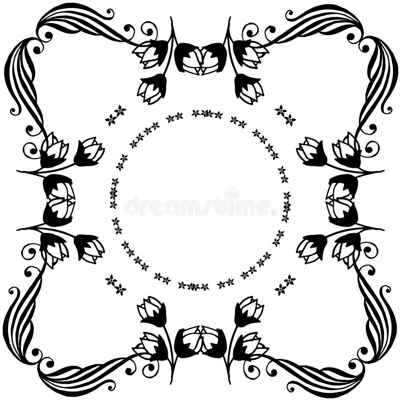 Vector Illustration Greeting Card with Drawing Flower Frame Stock ...