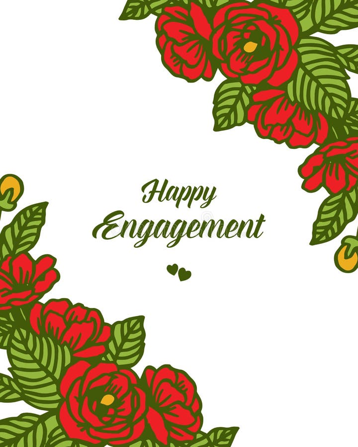 Vector Illustration Greeting Card Happy Engagement with Various Wreath ...