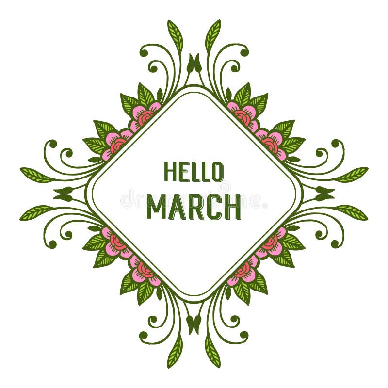 Vector Illustration Greeting Card Hello March with Decoration of ...