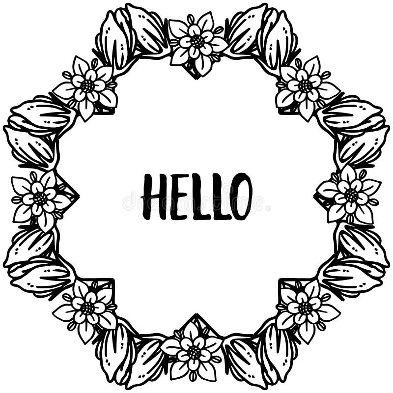 Vector Illustration Greeting Card Hello with Various Crowd of Flower ...