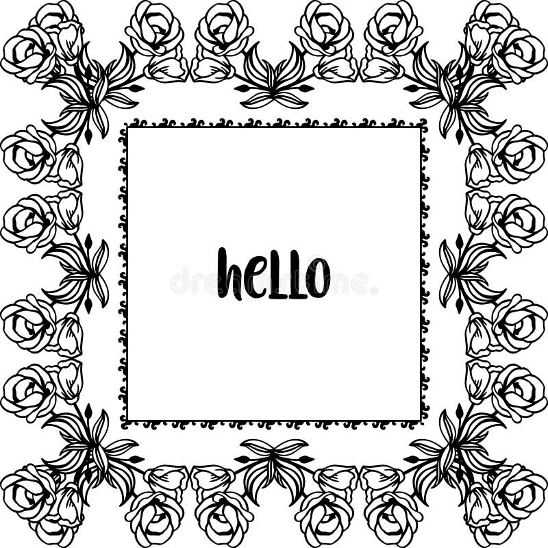 Vector Illustration Greeting Card Hello with Various Crowd of Flower ...