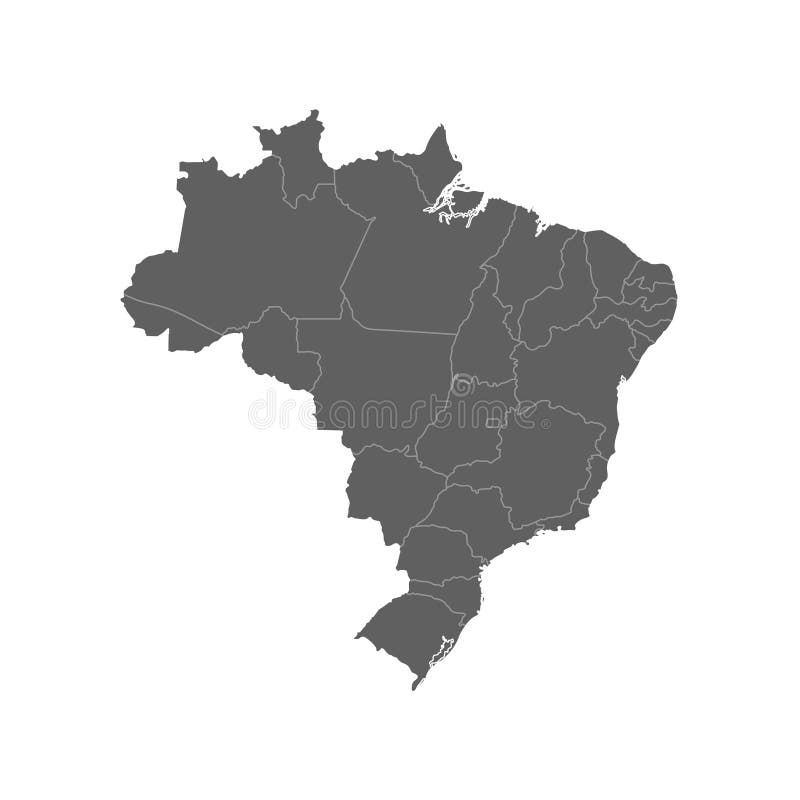 Vector Illustration of Grey Brazil Map. Vector Map. . Stock Vector ...