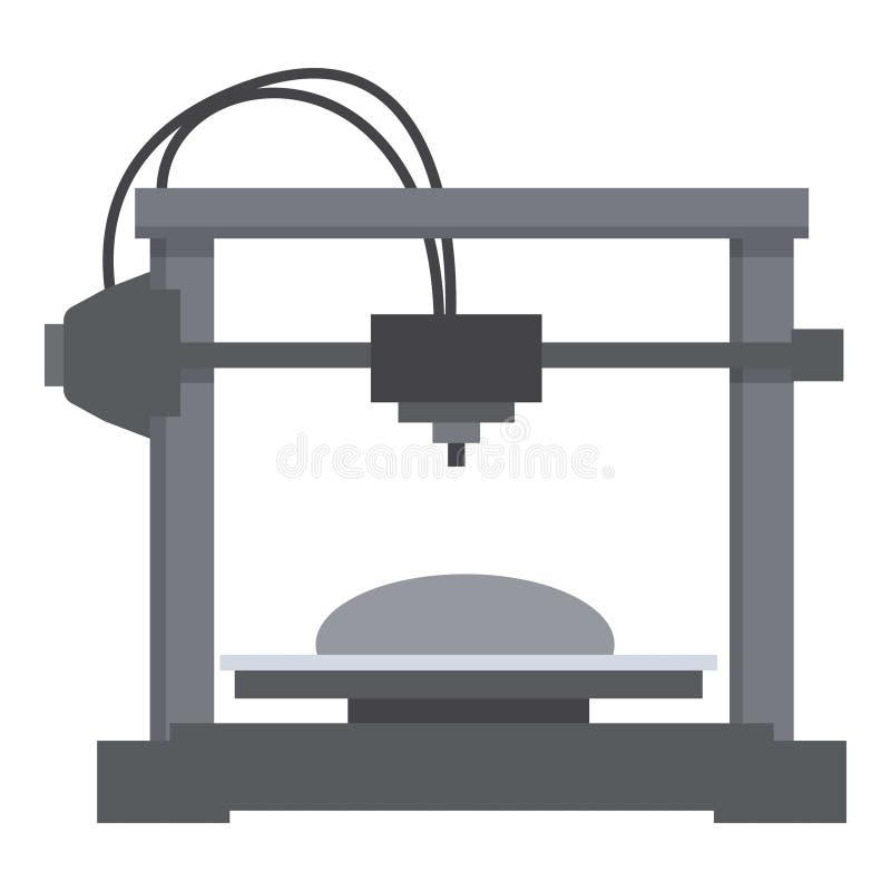 Vector Illustration of a Grey 3d Printer Icon, Isolated on a White ...