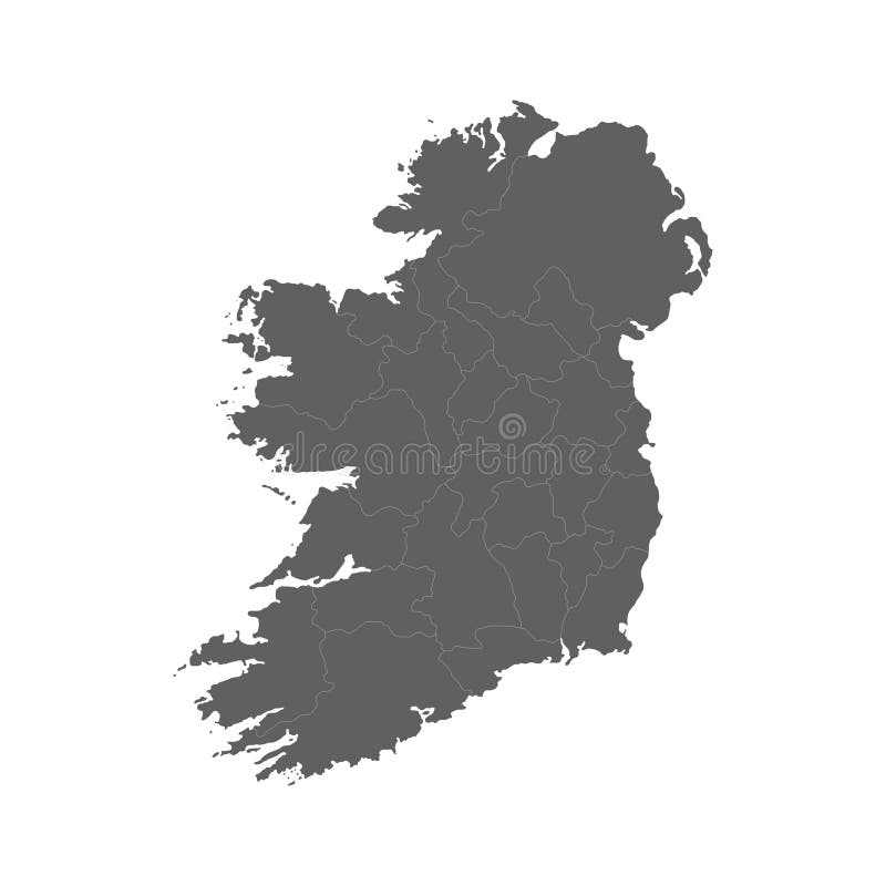 Vector Illustration of Grey Ireland Map. Vector Map. Stock Vector ...