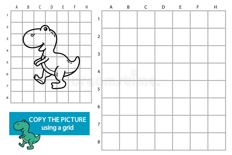 Dino grid copy picture stock vector. Illustration of hand - 239001526