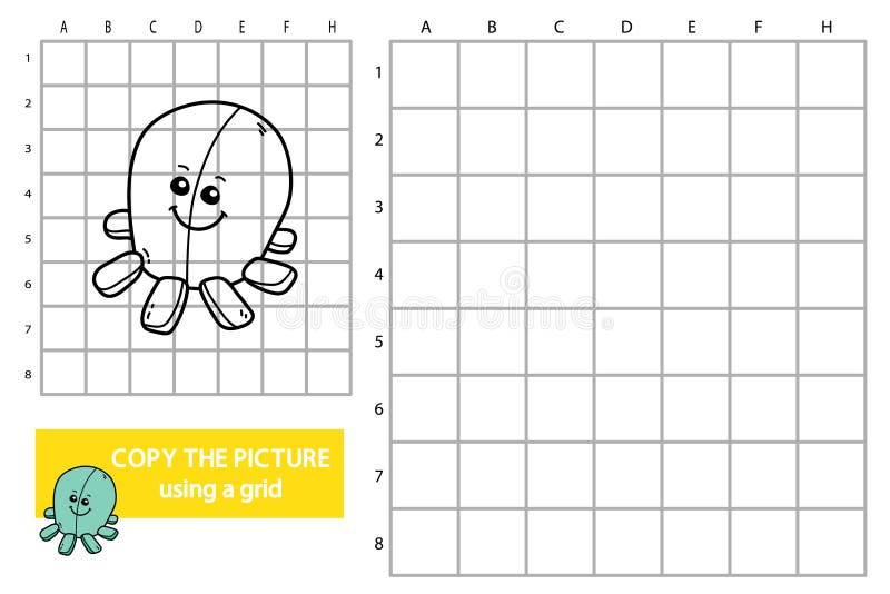 Octopus grid copy picture stock vector. Illustration of contour - 239001393
