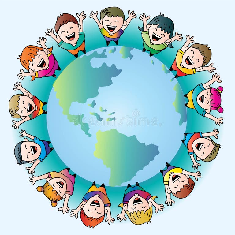 Vector Illustration of a Group of Children Around the World. Stock ...