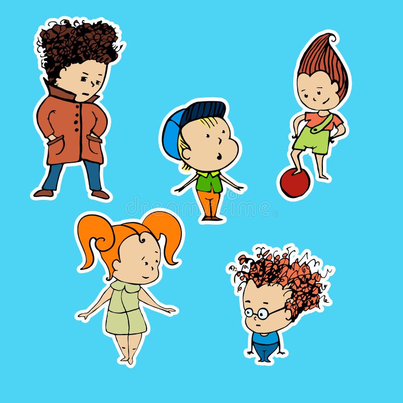 Cartoon Children Playing Stickers Stock Illustrations – 214 Cartoon ...