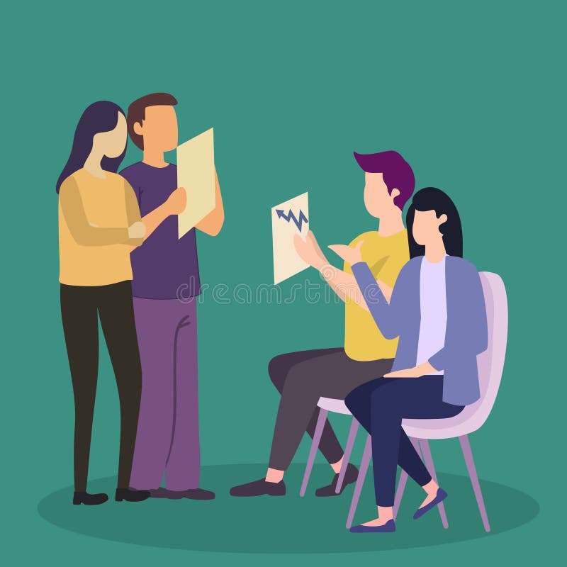 Vector Illustration about a Group of Managers Discussing Together ...