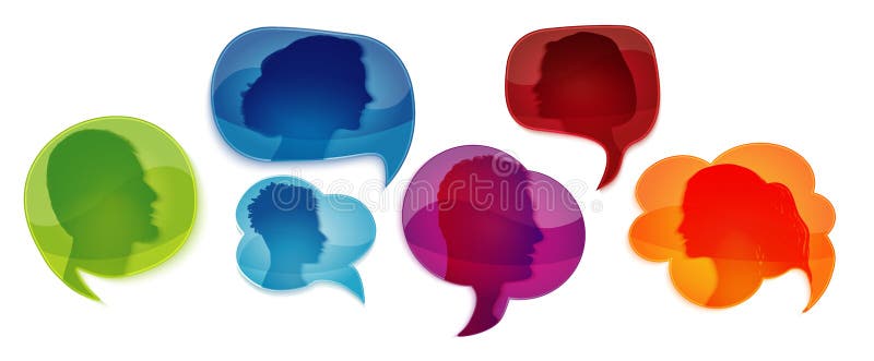 Talk in Social Networks or Community. Speech Bubble. Communicate Group ...