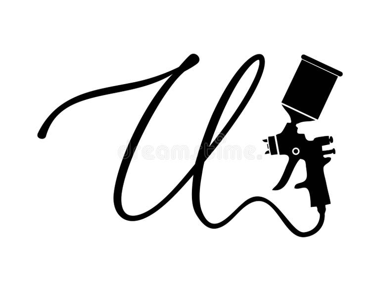 Gun Spray Paint Monogram Logo Initial Letter U Stock Vector ...