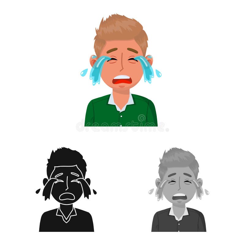 Vector Design of Guy and Cry Sign. Collection of Guy and Tears Vector ...