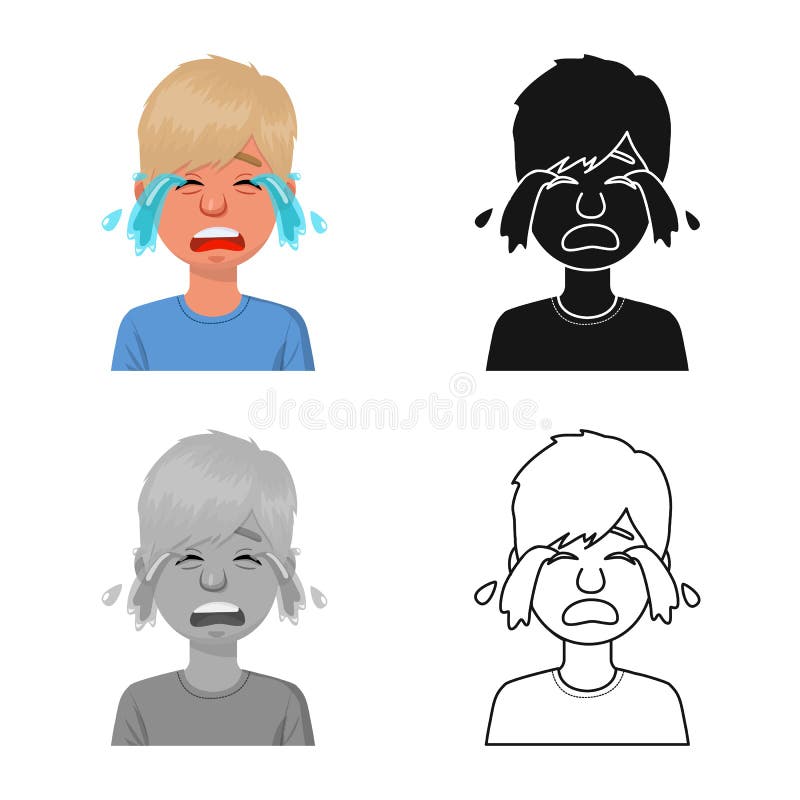 Vector Design of Guy and Cry Icon. Collection of Guy and Tears Stock ...