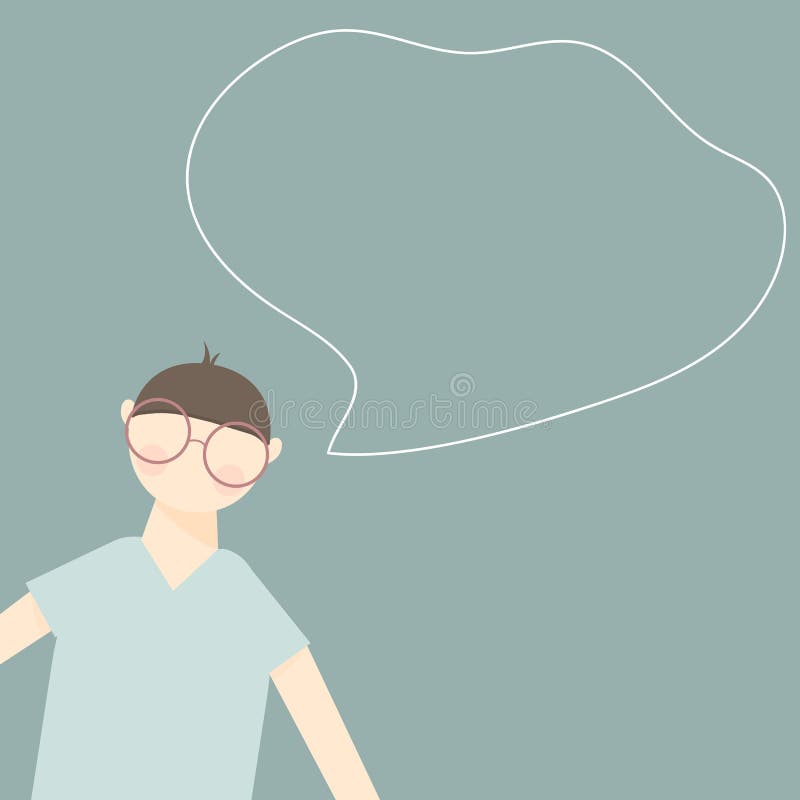Vector Illustration of a Guy in Glasses with Thoughts. Dialog Window ...
