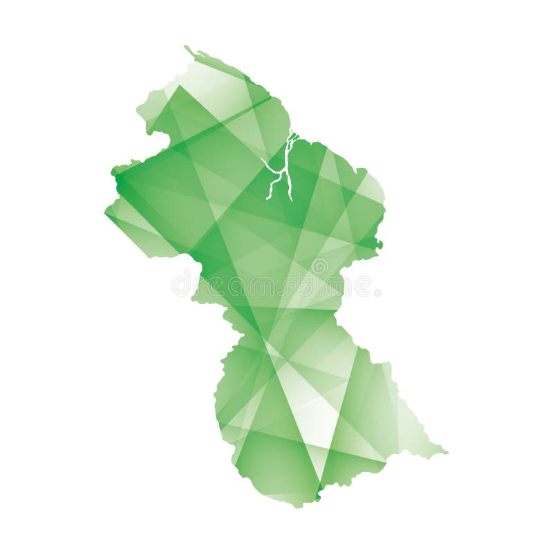 Vector Illustration of Guyana Map with Green Colored Geometric Shapes ...
