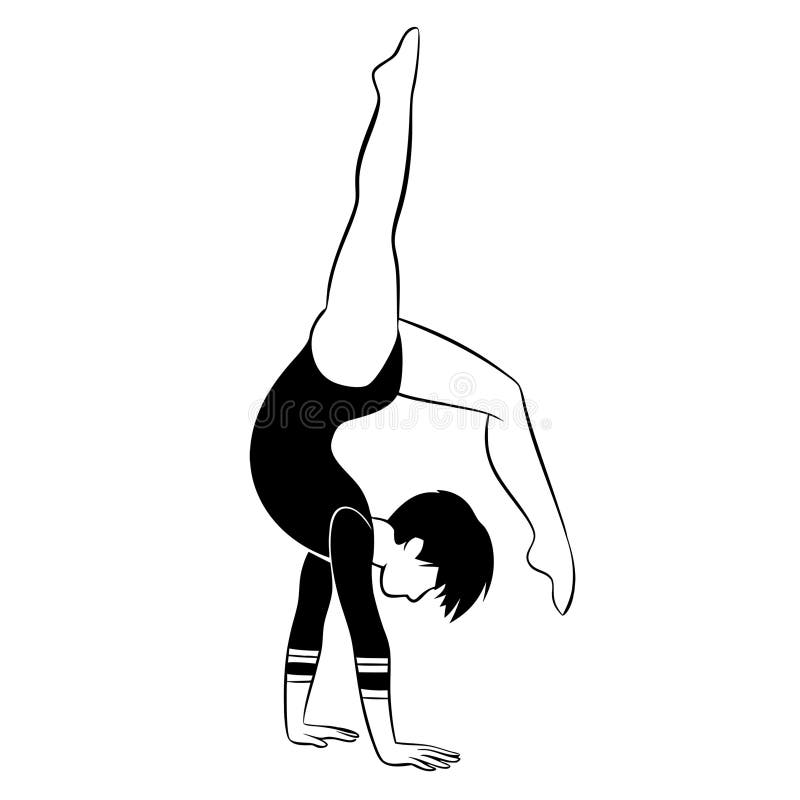 Vector Illustration Gymnast Performing Handstand Acrobatic Pose Stock ...
