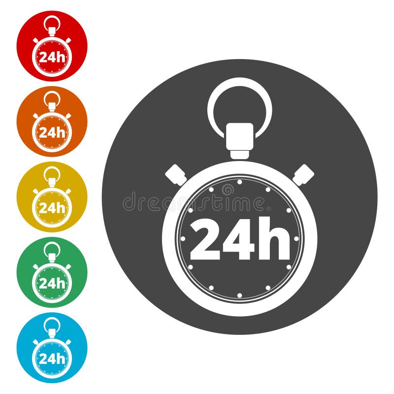 Vector Illustration of 24h Stopwatch Icon Stock Vector - Illustration ...