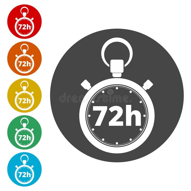 Vector Illustration of 72h Stopwatch Icon Stock Vector - Illustration ...