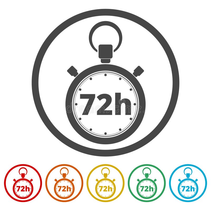 Vector Illustration of 72h Stopwatch Icon Stock Vector - Illustration ...