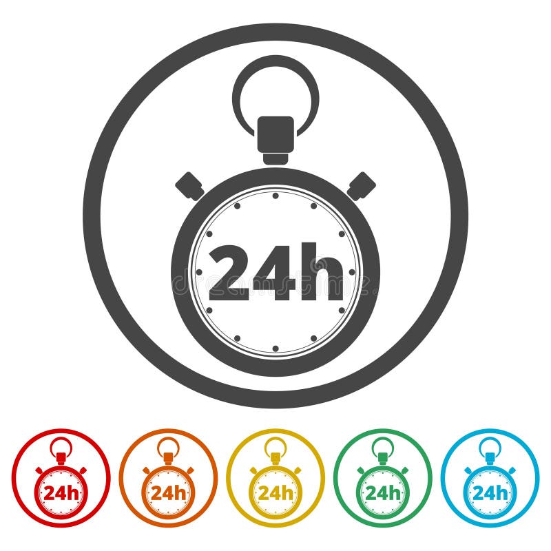 Vector Illustration of 24h Stopwatch Icon Stock Vector - Illustration ...