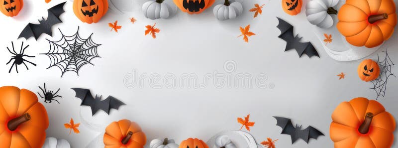 Vector Illustration of Halloween Empty White Background with Flags ...