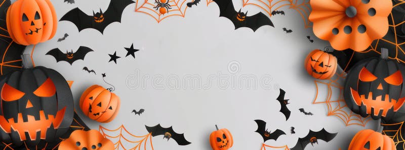 Vector Illustration of Halloween Empty White Background with Flags ...
