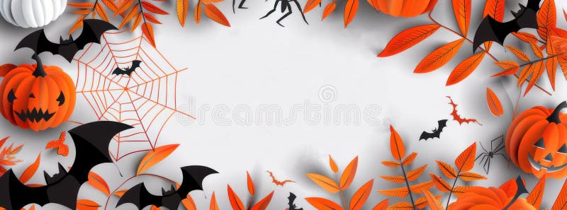 Vector Illustration of Halloween Empty White Background with Flags ...
