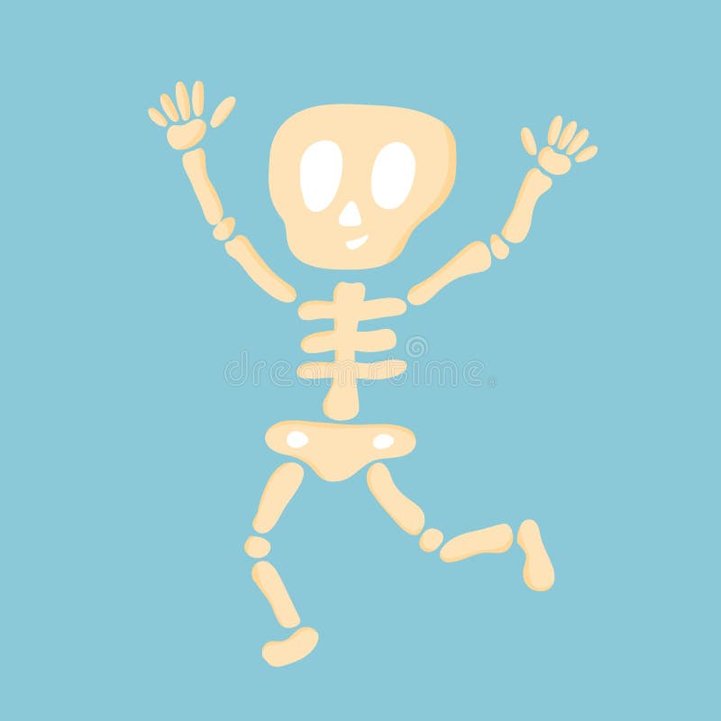 Vector Illustration for Halloween with a Funny Jumping Skeleton on a ...