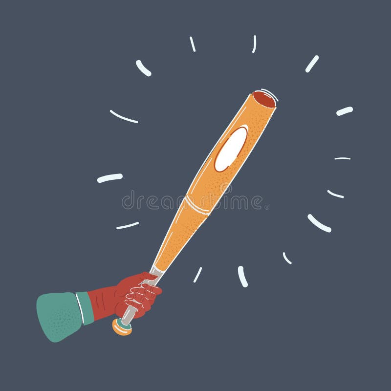 Vector Illustration of Hand on a Baseball Bat on Dark Background. Stock ...