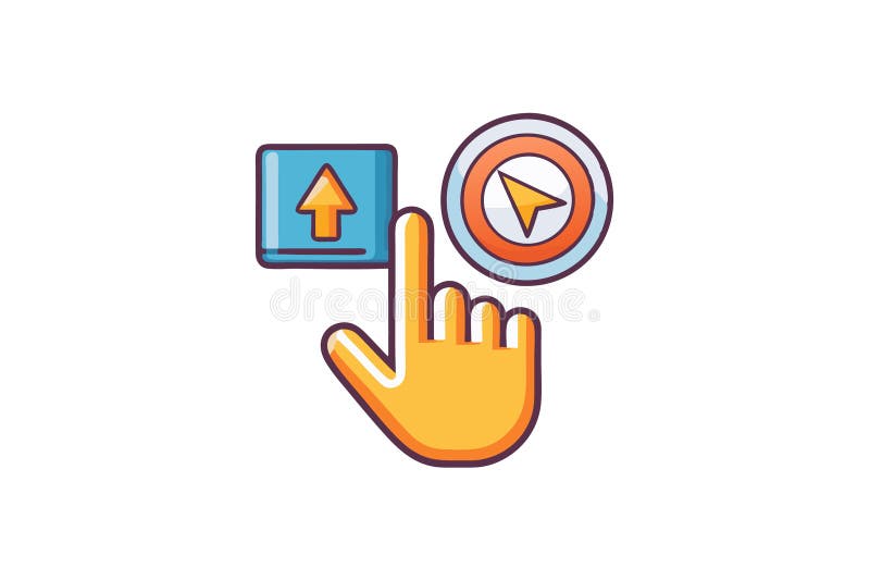 Vector Illustration of a Hand Cursor Clicking on Buttons, Representing ...