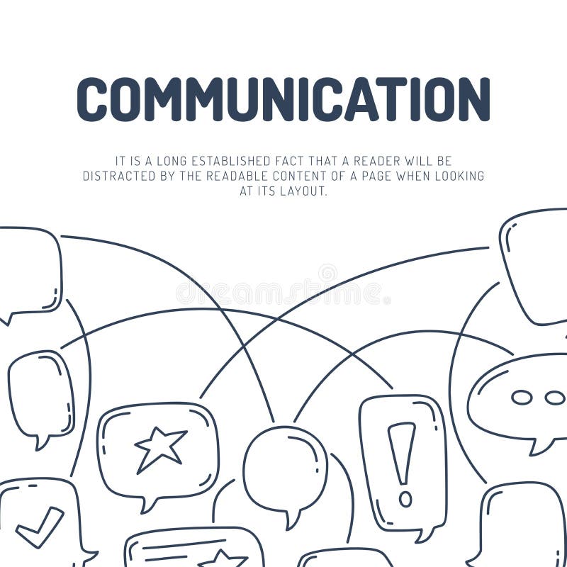 Vector Illustration of Hand Draw Dialog Speech Bubbles with Icon Stock ...