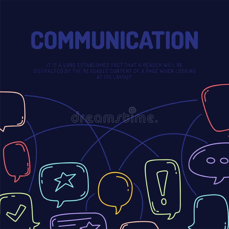 Vector Illustration of Hand Draw Dialog Speech Bubbles with Icon Stock ...