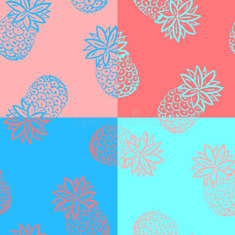 Hand Draw Pineapple Background. Stock Vector - Illustration of retro ...