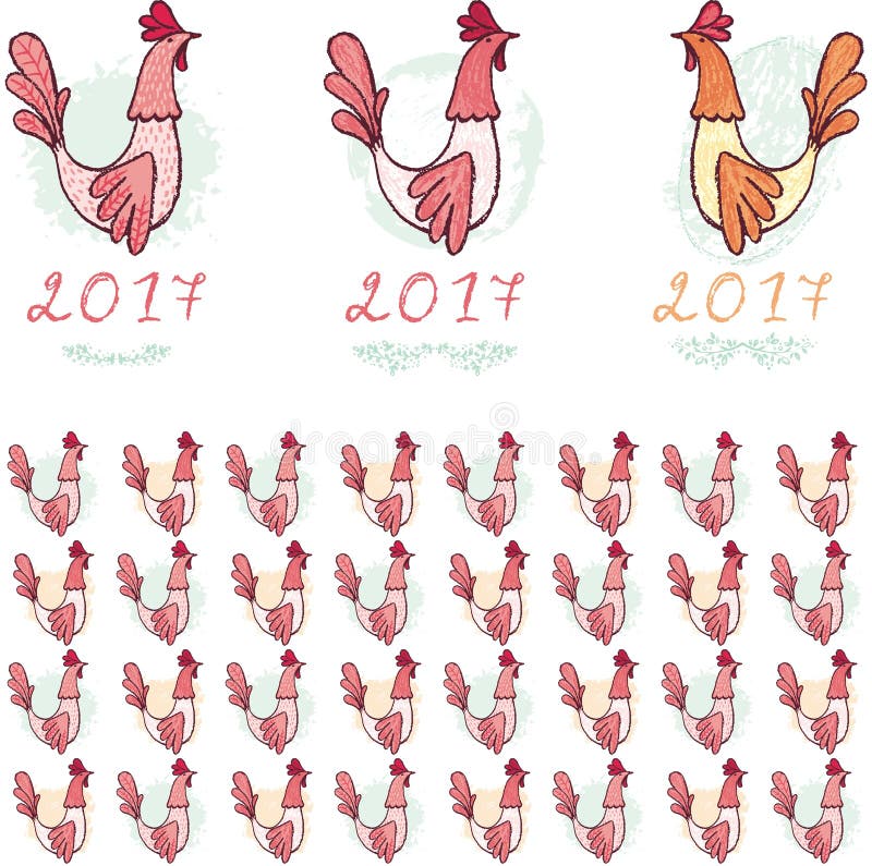 Vector Illustration, Hand Drawing of a Rooster Stock Vector ...