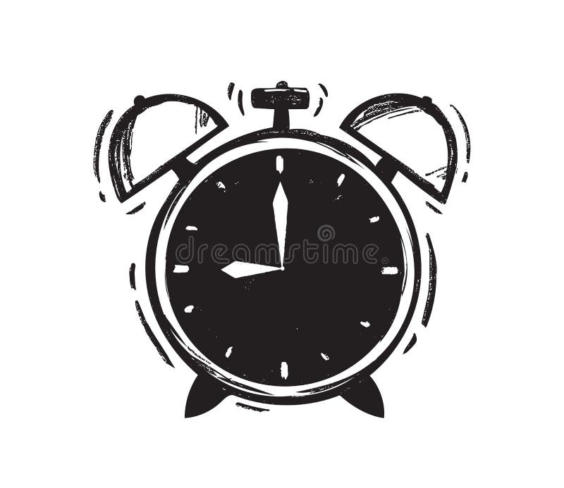 Vector Illustration: Hand Drawn Alarm Clock on White Background. Stock ...