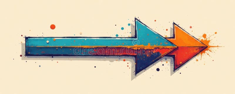 Vector Illustration of Hand-drawn Arrow Mark Icon with Bold Lines and Geometric Shapes, Element ...