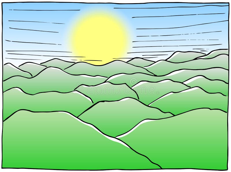 Hand Drawn Scenery with Hills Stock Vector - Illustration of hill ...