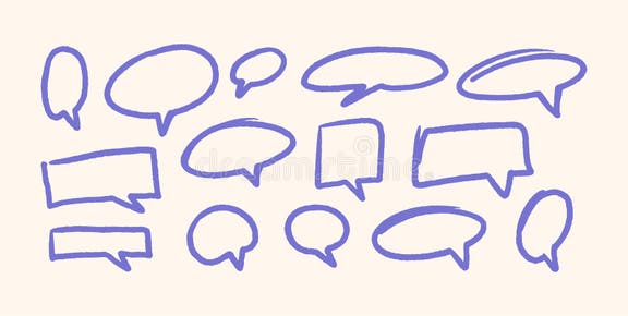 Vector Illustration of Hand Drawn Comic Crayon Speech Bubbles in Oval ...