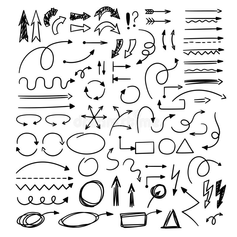 Vector Illustration. Hand Drawn Doodle Arrow Set Stock Vector ...