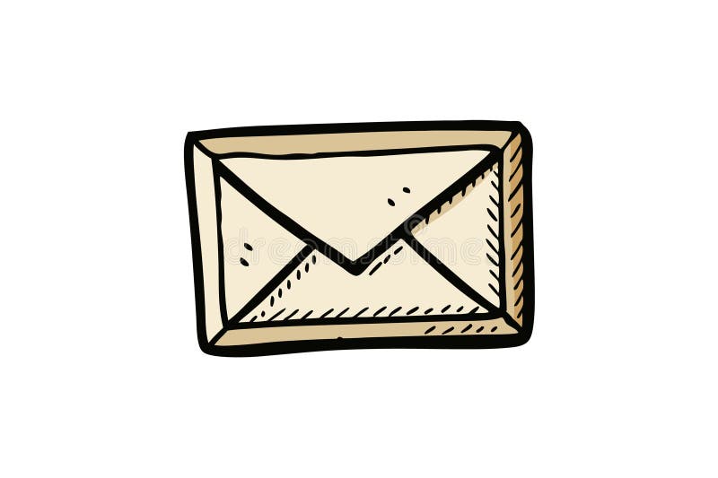 Vector Illustration of Hand Drawn Envelopes in Bright Colors and ...